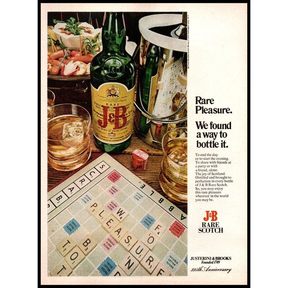 J&B Scotch | Art | 974 Jb Scotch Vintage Print Ad Scrabble Board Game ...